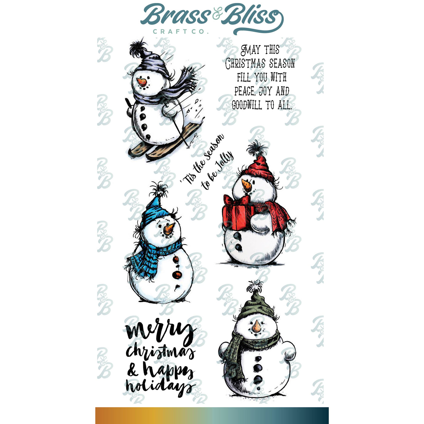3422 Snowman - 4x8 Stamp Set — Brass & Bliss Craft Co.
