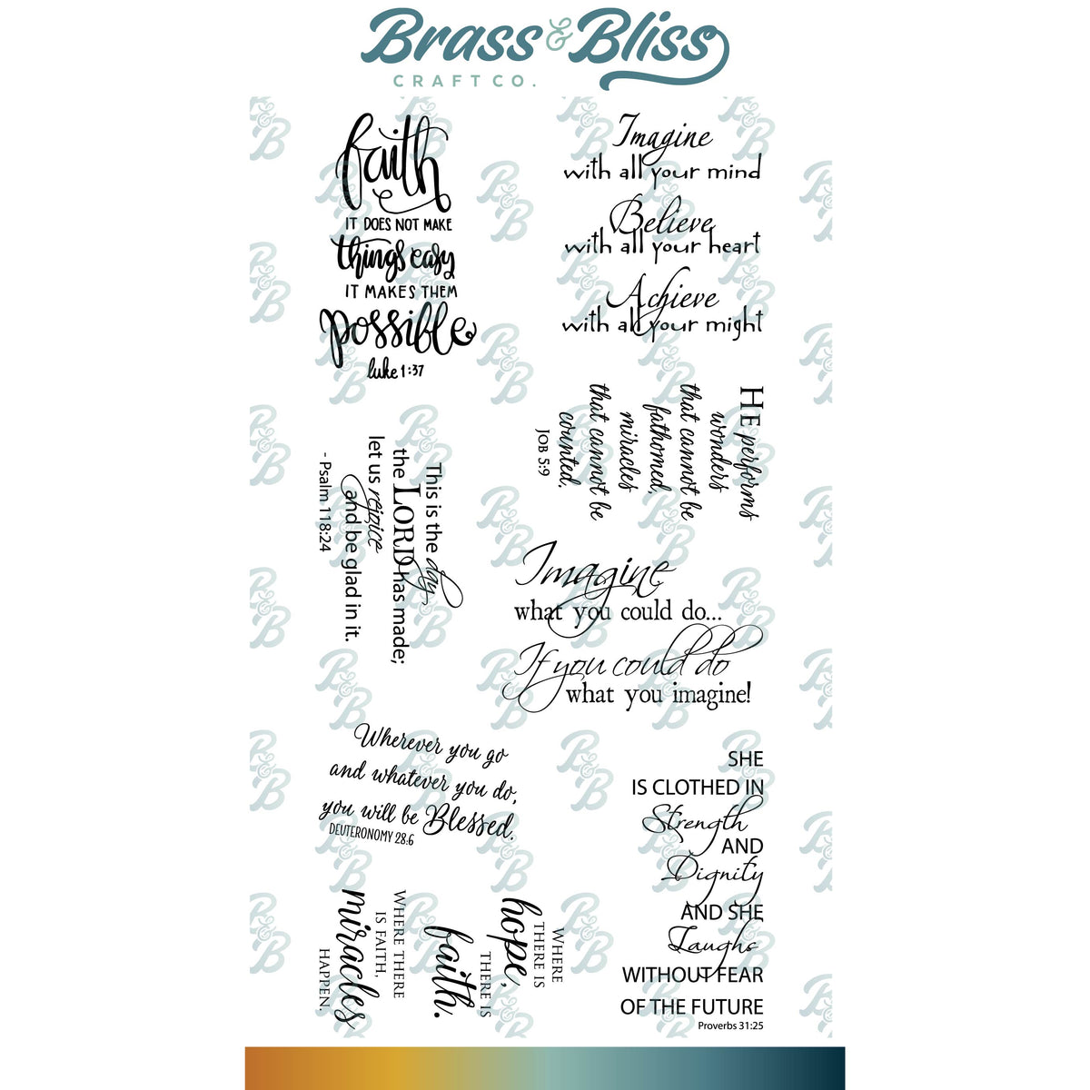 3437 Faith and Scripture #1 - 4x8 Stamp Set — Brass & Bliss Craft Co.