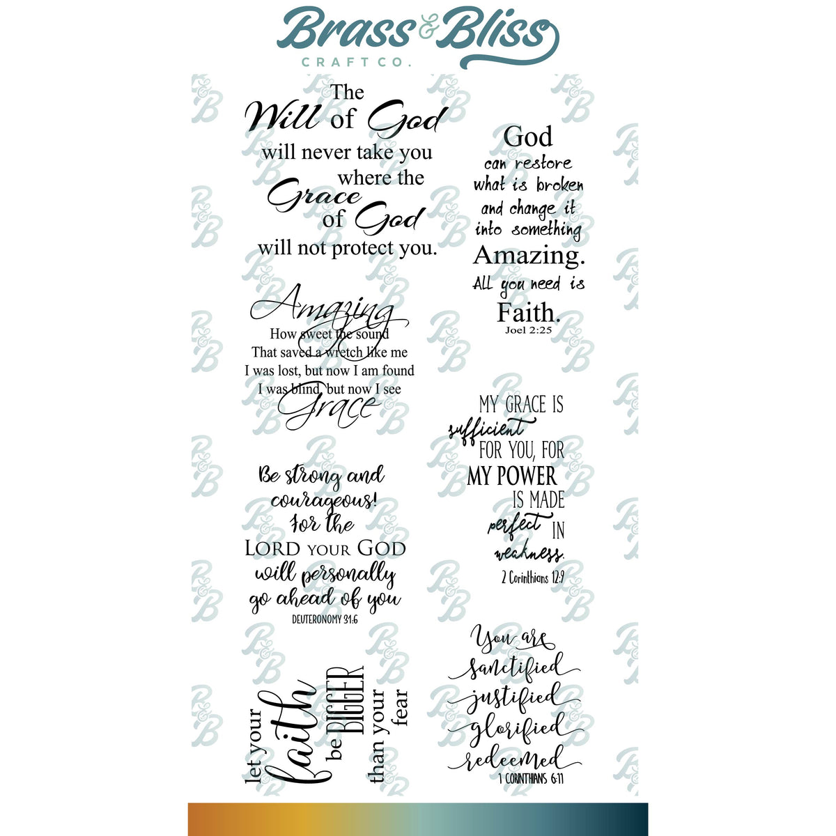 3438 Faith and Scripture #2 - 4x8 Stamp Set — Brass & Bliss Craft Co.