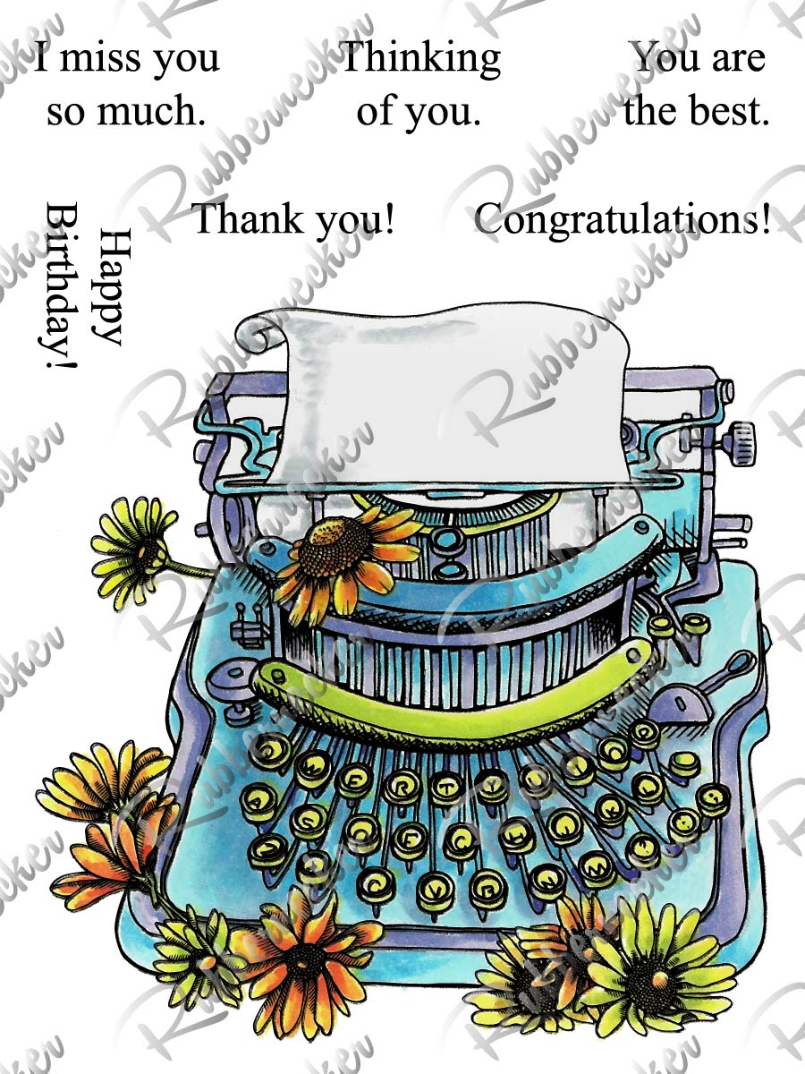 RN 35052-05 Typewriter - 3x4 Stamp Set — Brass & Bliss Craft Co.