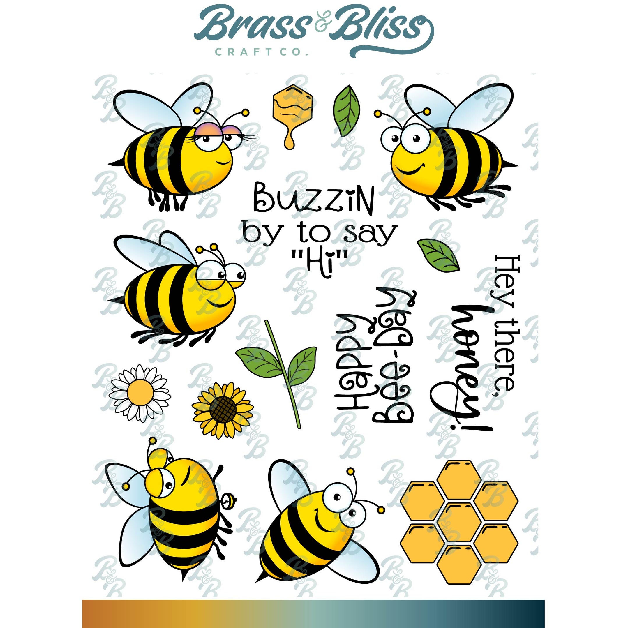 36025 Buzzy Bees - 5x6 Stamp Set — Brass & Bliss Craft Co.