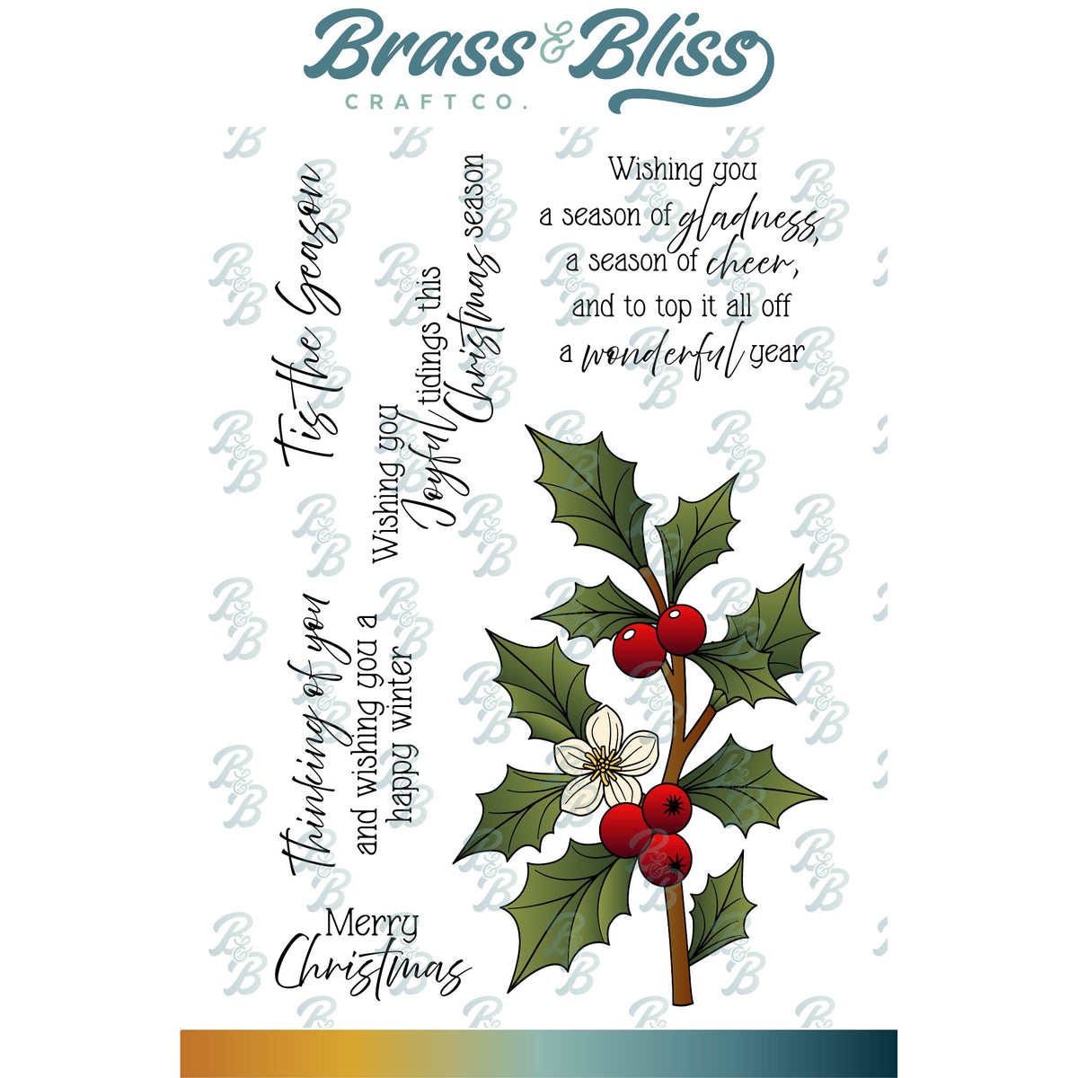 37033 Holly & Cheer - 4x6 Stamp set — Brass & Bliss Craft Co.