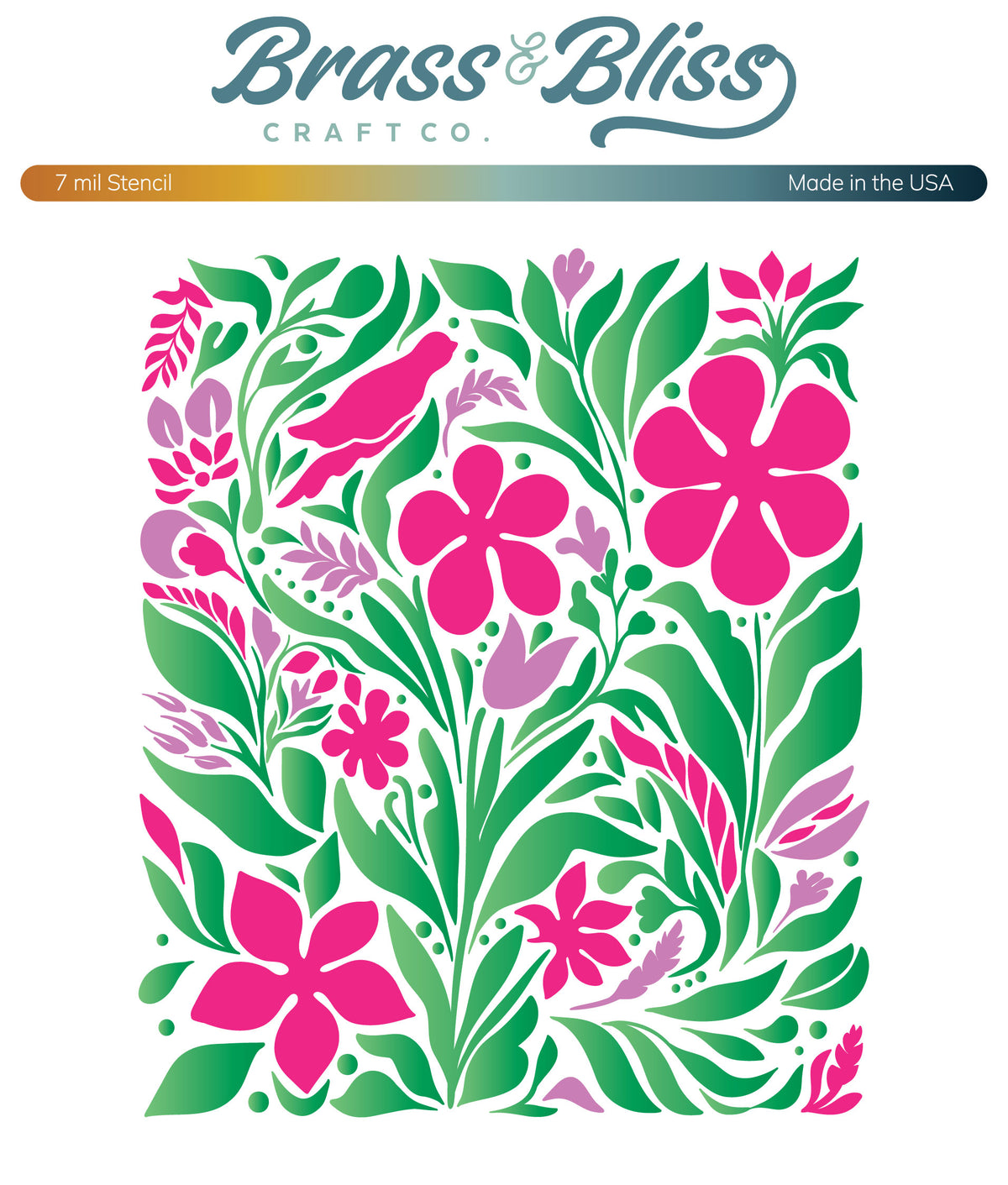 4405 Floral Abstract - 6x6 3 Part Stencil — Brass & Bliss Craft Co.