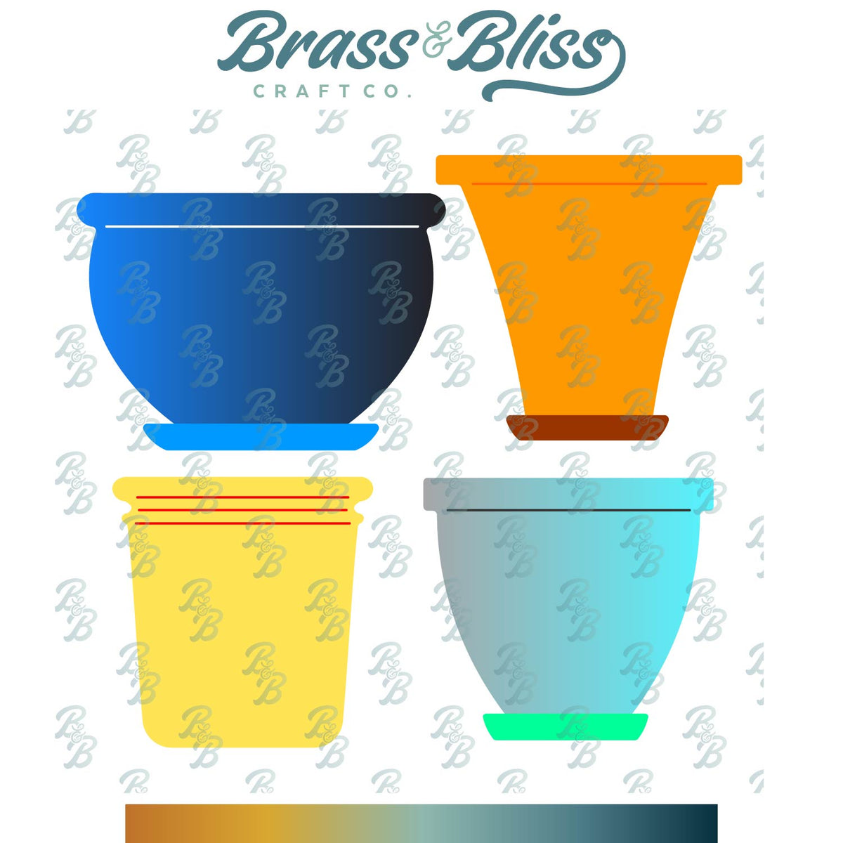 5401-04D Large Garden Pots Die — Brass & Bliss Craft Co.