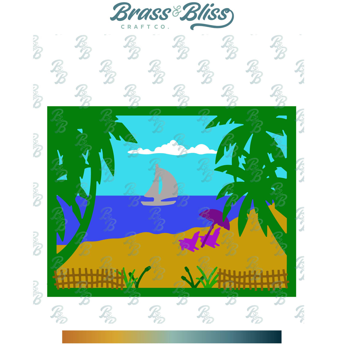 5613-05D Palm Tree Frame Die — Brass & Bliss Craft Co.